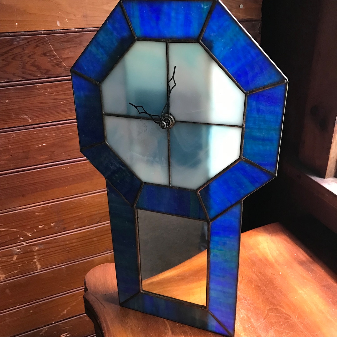 Stained Glass Clock Tall Vintage Glass Wall Clock Vintage - Etsy