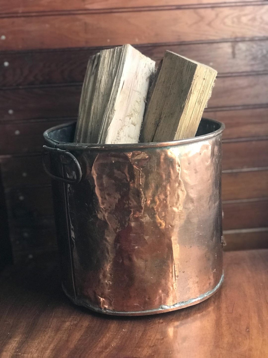 Antique English Copper Fireside Pot, Log Storage - Etsy