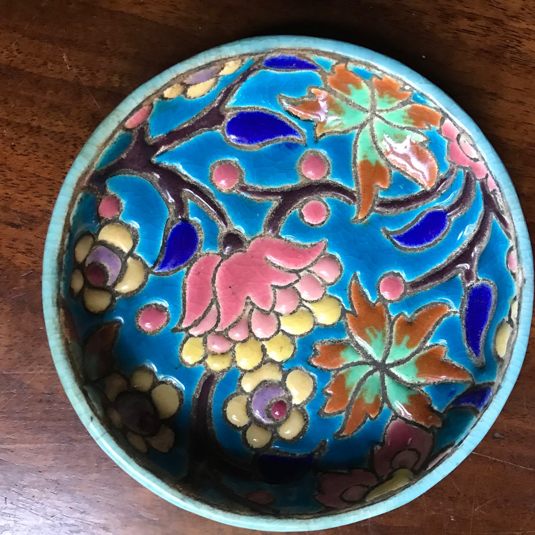 Art Deco Longwy Enameled Dish Longwy France Trinket Dish Art Deco ...