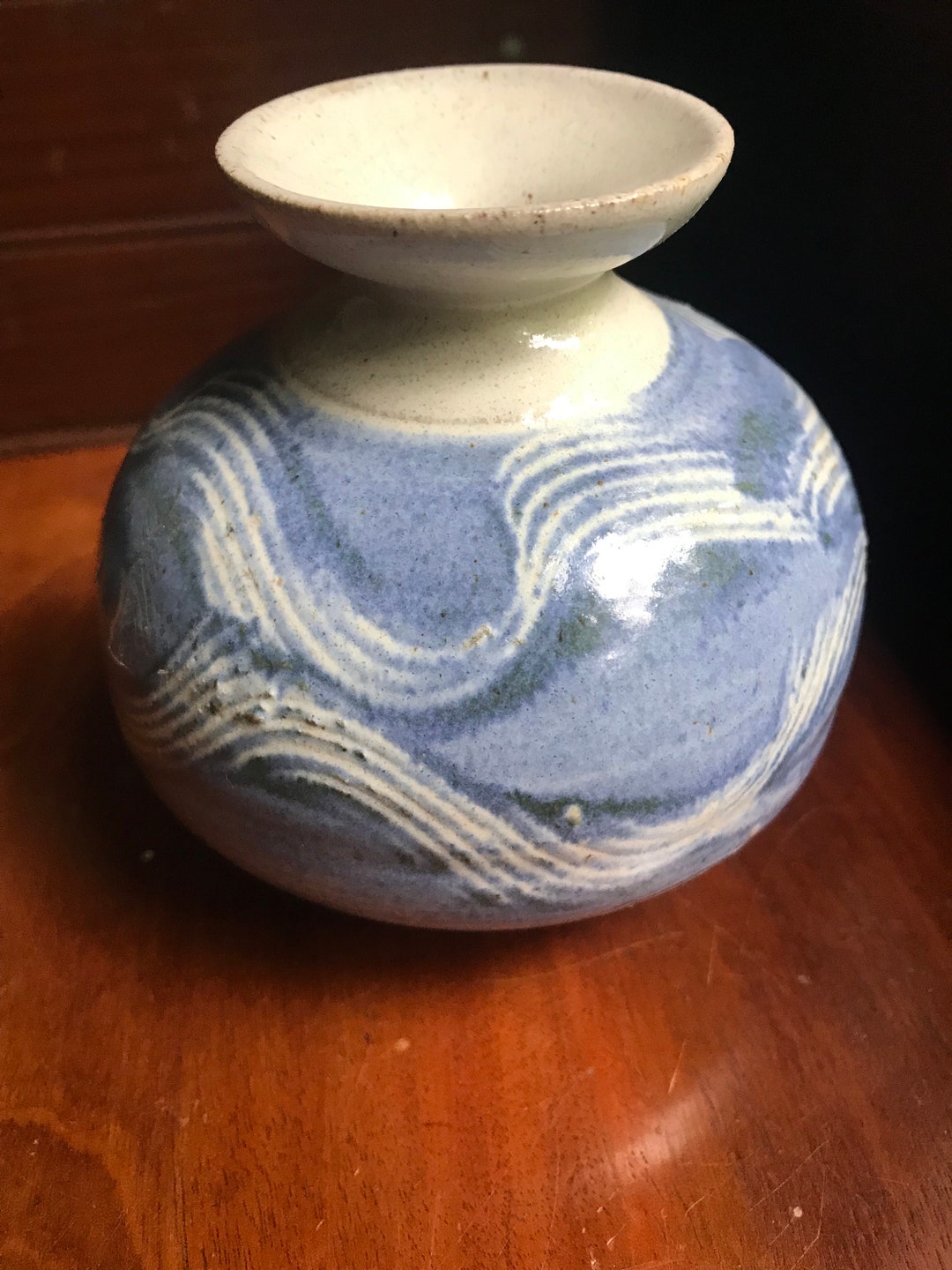 River Run Studio Art Pottery Blue Textured Small Vase - Etsy