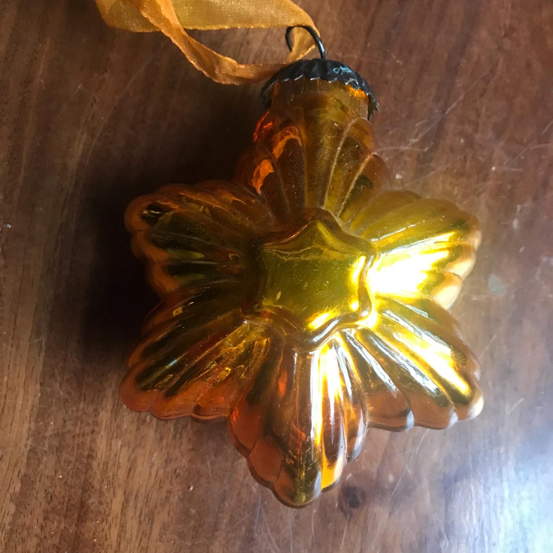 Vintage German Gold Kugel Star Ornament - Etsy