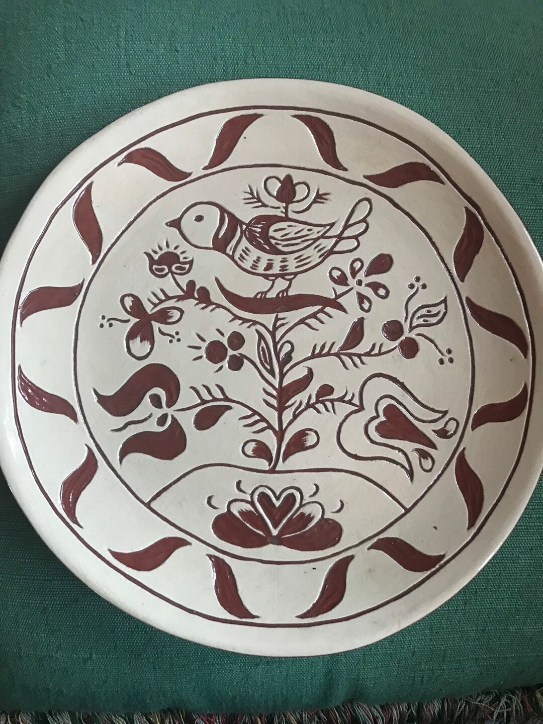 Love and Happiness Plate Folk Art Plate Redware Plate - Etsy