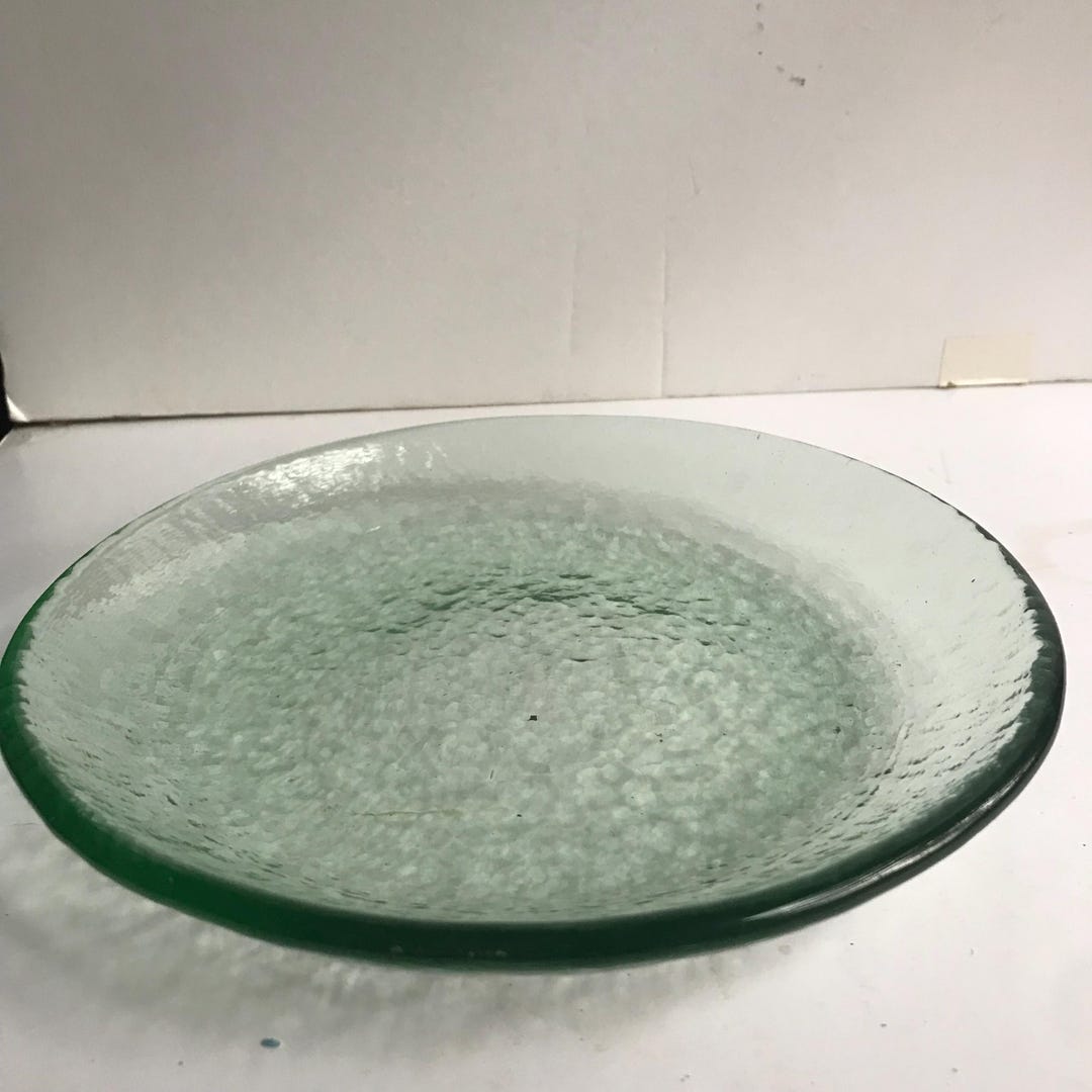 Fire and Light Celery Green Plate Recycled Glass Plate Vintage Fire ...