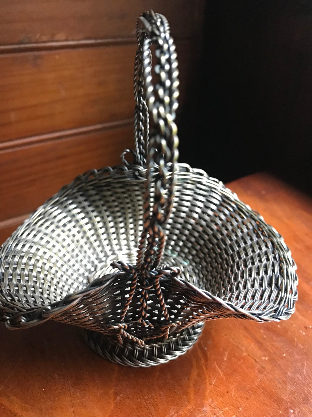 Vintage Silver Plate Basket Wire Basket - Etsy