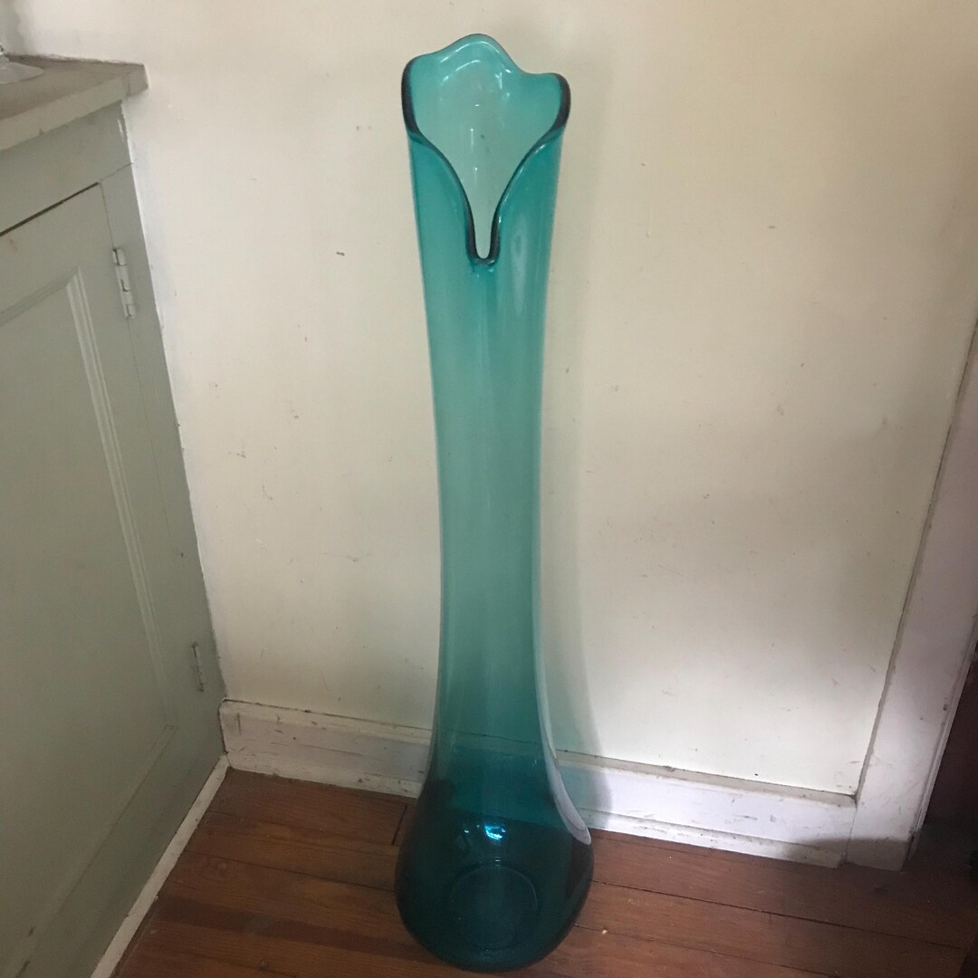 Huge Blue Swung Vase LE Smith Swung Vase Mcm Vase Blue Glass - Etsy