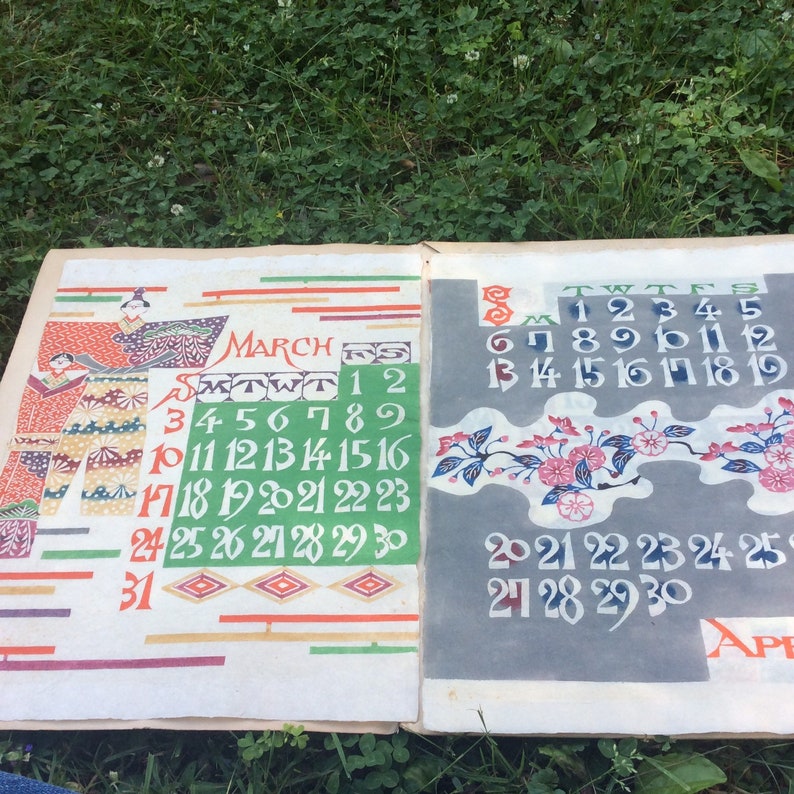Japanese Mingei 12 Mo. Folk Art Stencil Paper Calander 1957 - Etsy