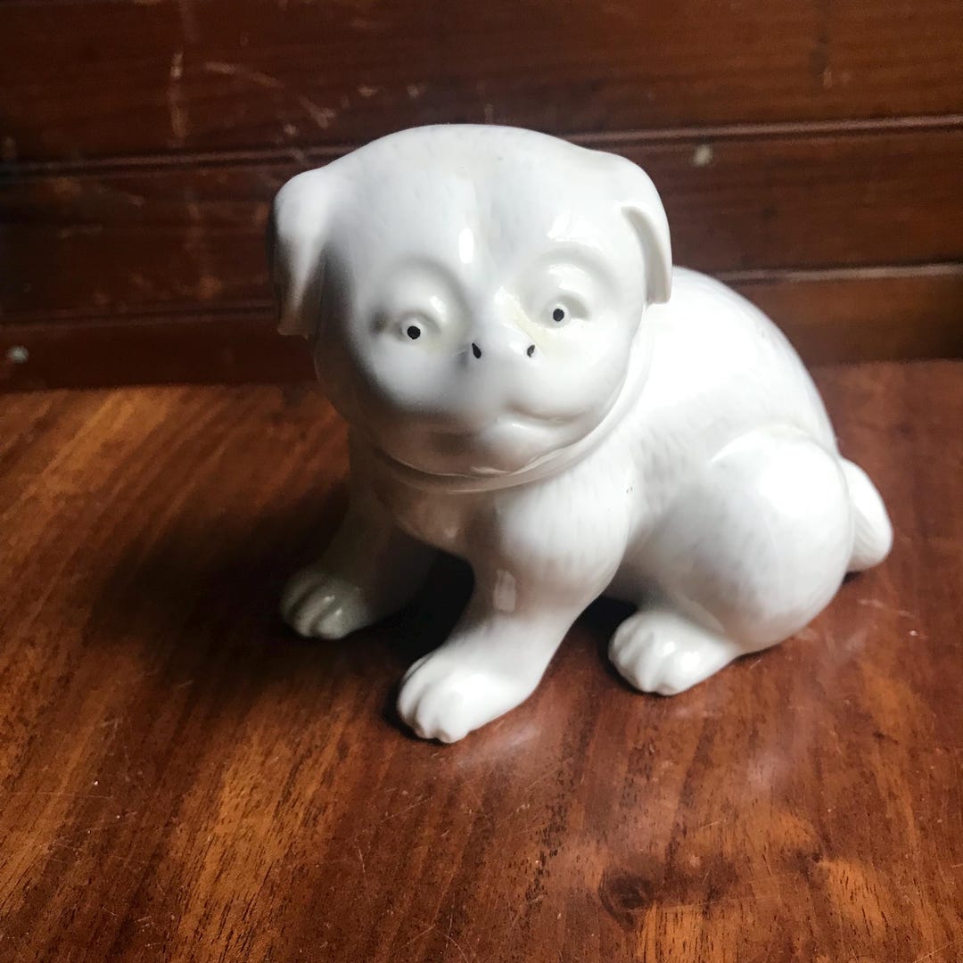 MMA Hirado Style Dog Asian Tabletop Dog Statue White Pug - Etsy