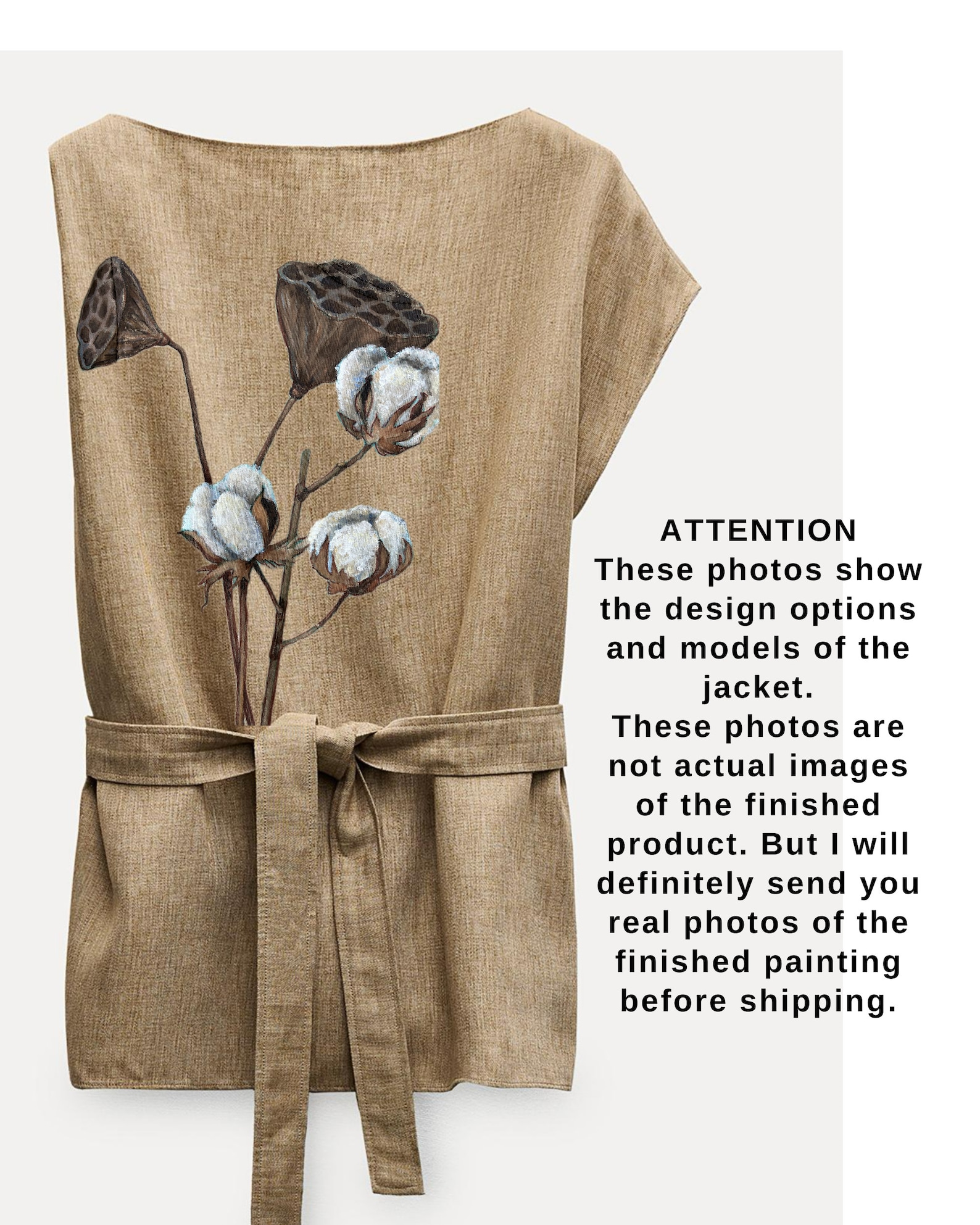 Hand Painted Linen Blouse, Custom Painting Plant Shirt, Spring Elegant ...