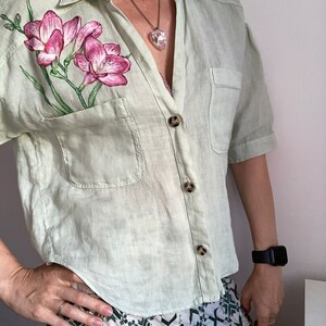 Hand Painted Shirt, Plant Shirt Woman, Butterfly Wing Art, Birthday ...