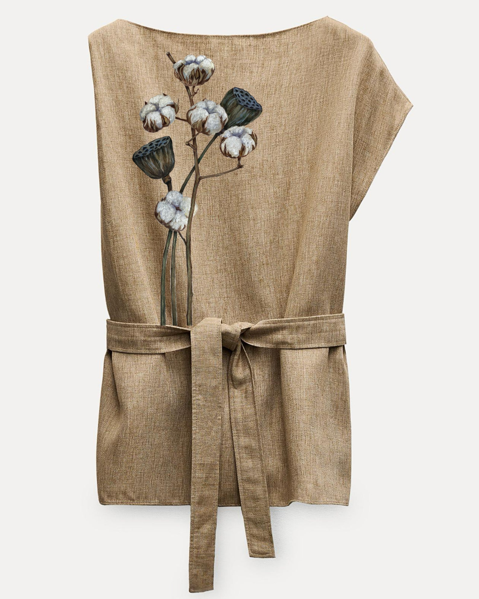 Hand Painted Linen Blouse, Custom Painting Plant Shirt, Spring Elegant ...