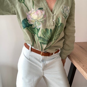 Hand Painted Shirt, Plant Shirt Woman, Butterfly Wing Art, Birthday ...