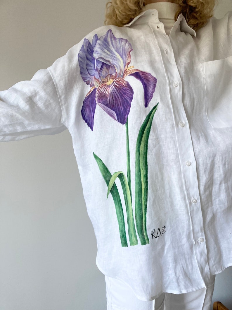 Hand Painted Shirt, Plant Shirt Woman, Butterfly Wing Art, Birthday ...