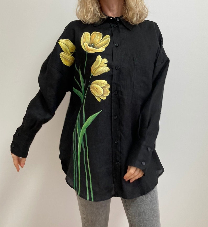 Hand Painted Shirt, Plant Shirt Woman, Butterfly Wing Art, Birthday ...