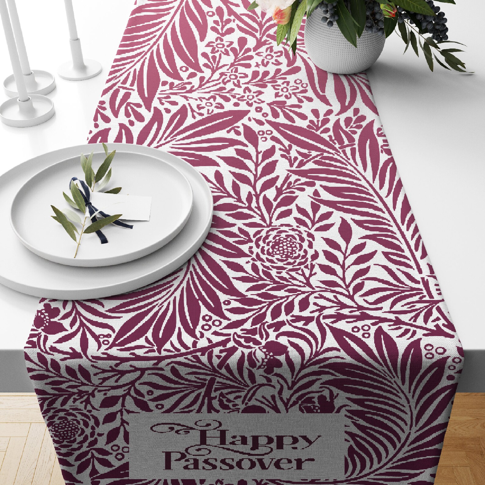 Passover Table Runner| Jewish Holiday Table |central Table |floral ...