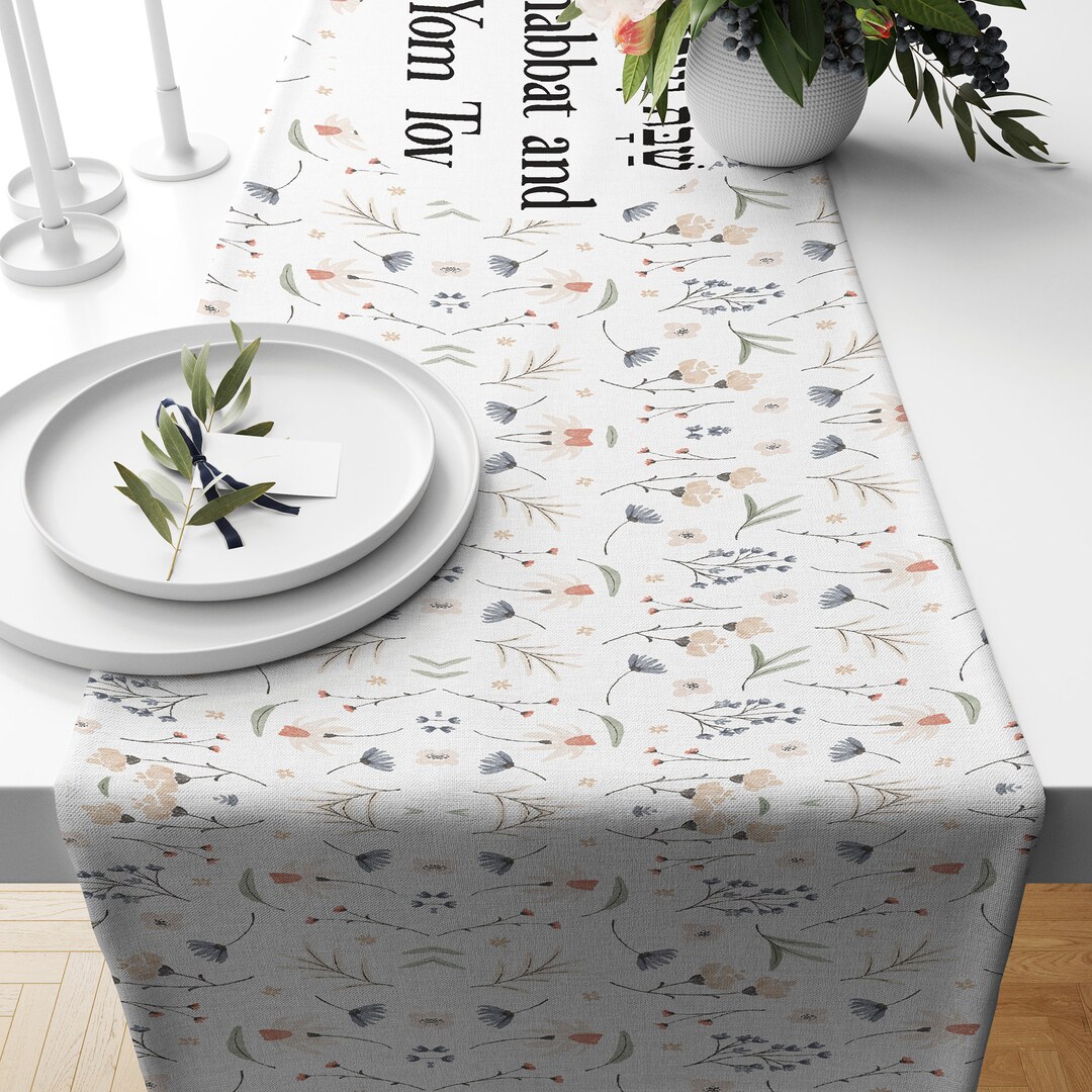Shabbat Table Design Runner| Jewish Table Cloth |shabbat Manifesto ...