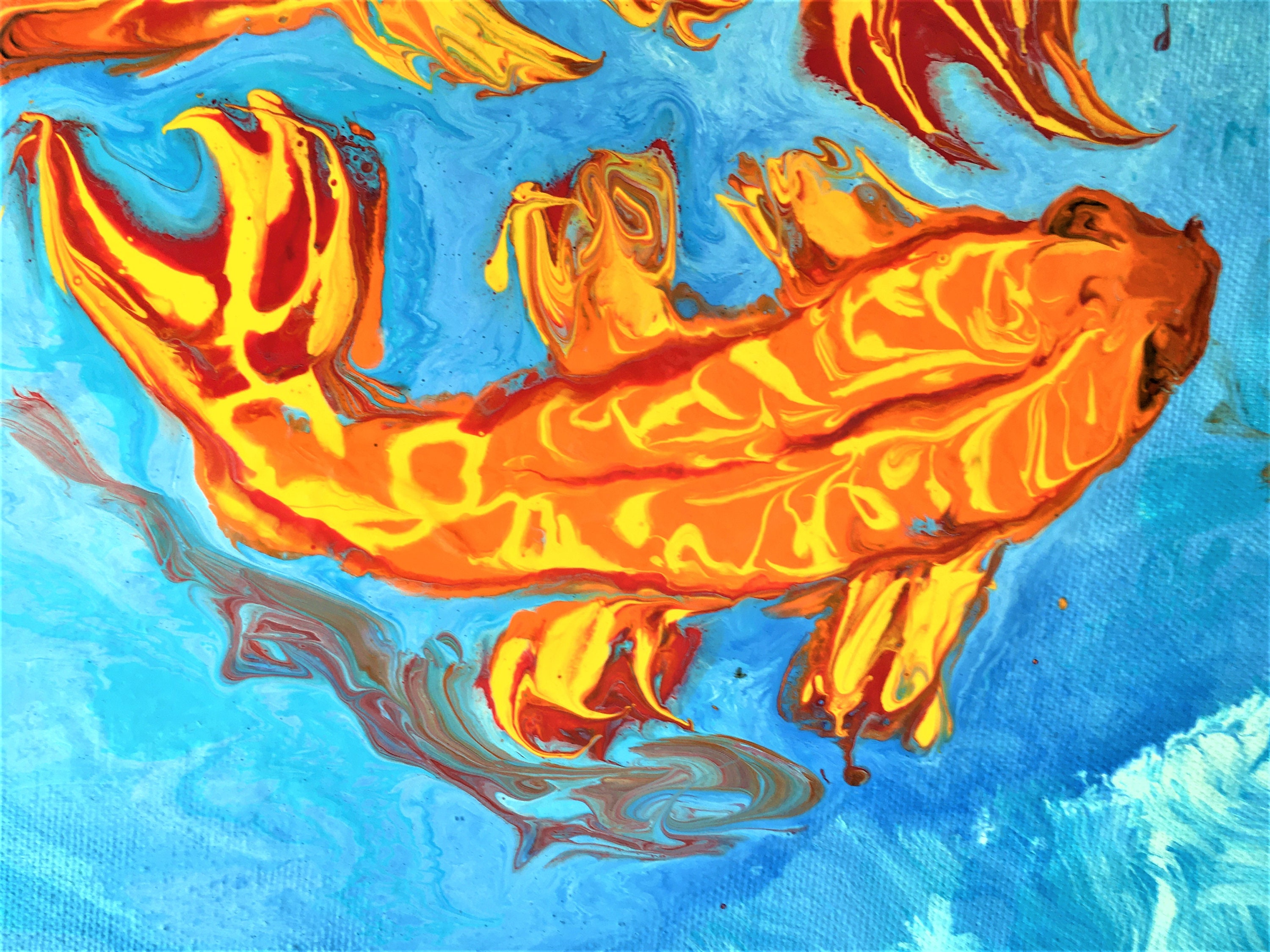 Fish Painting Original Art.Wall Art Acrylic Original Painting | Etsy