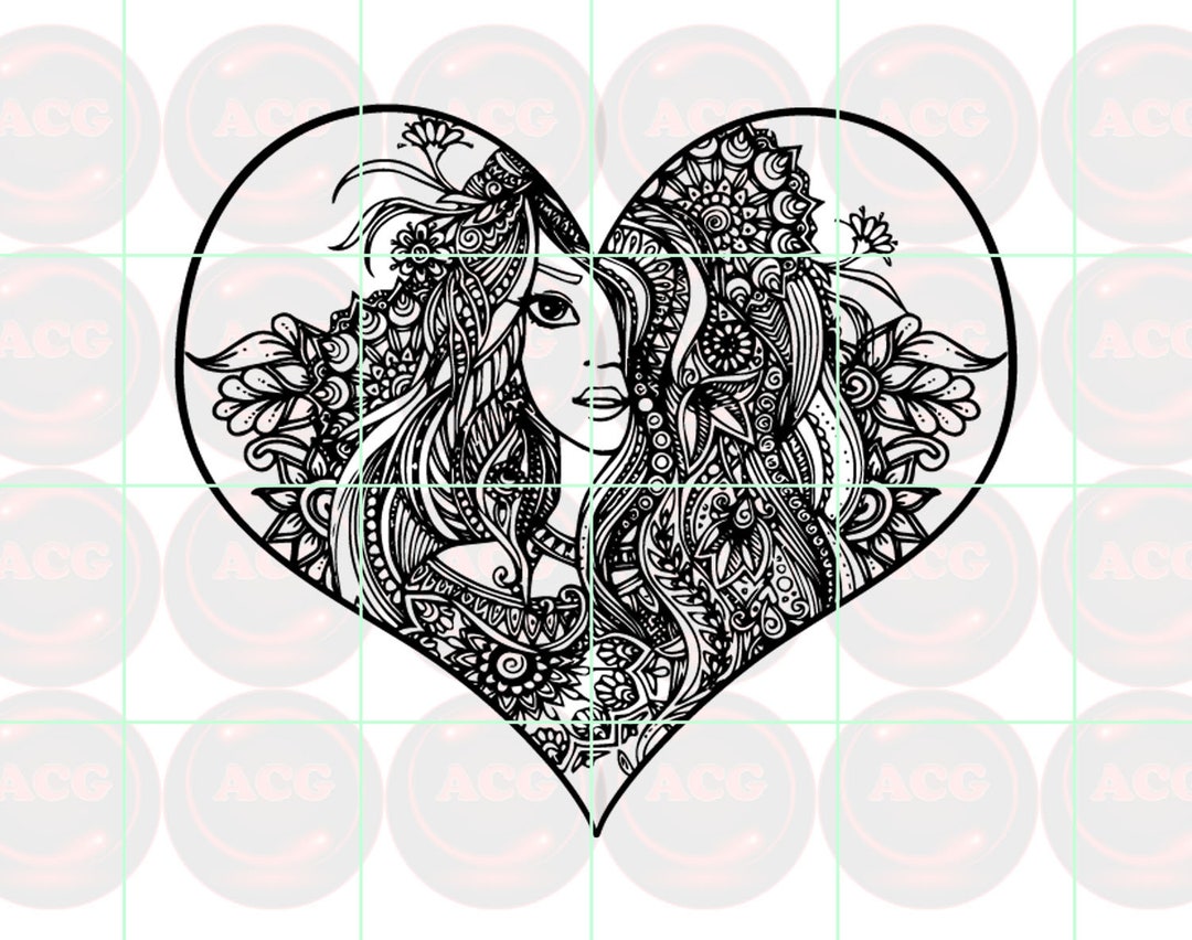 Fairy Girl Zentangle Love Svg, Png, Dxf, Pdf Instant Download Files - Etsy