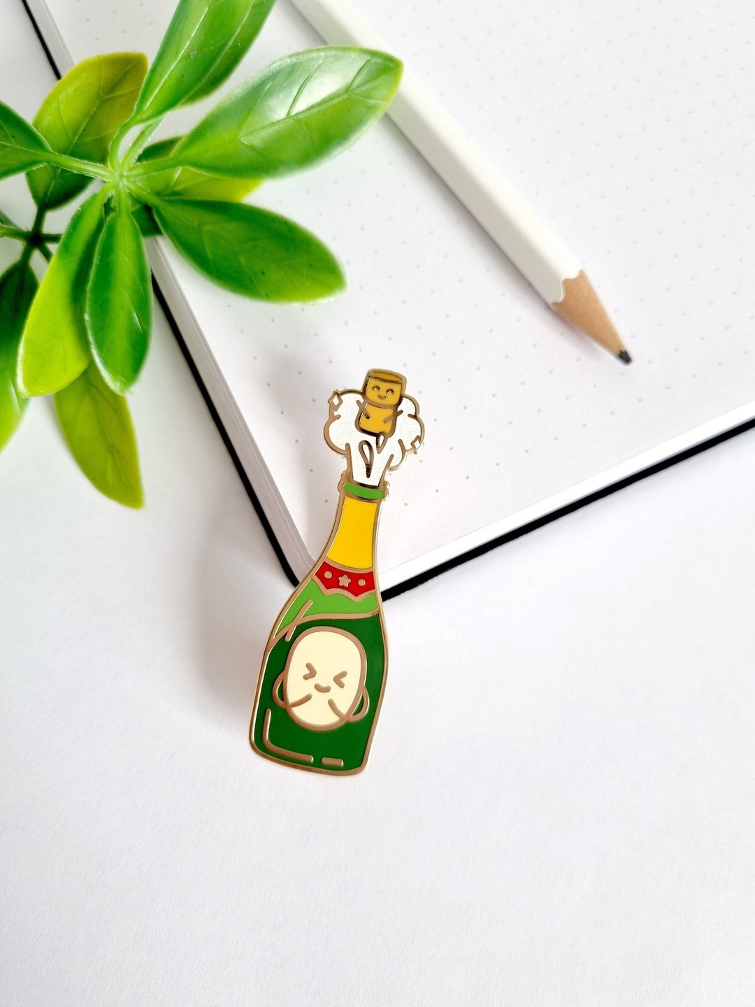 Popping Champagne | Hard Enamel Pin - Cute Celebration Pin, Birthday ...