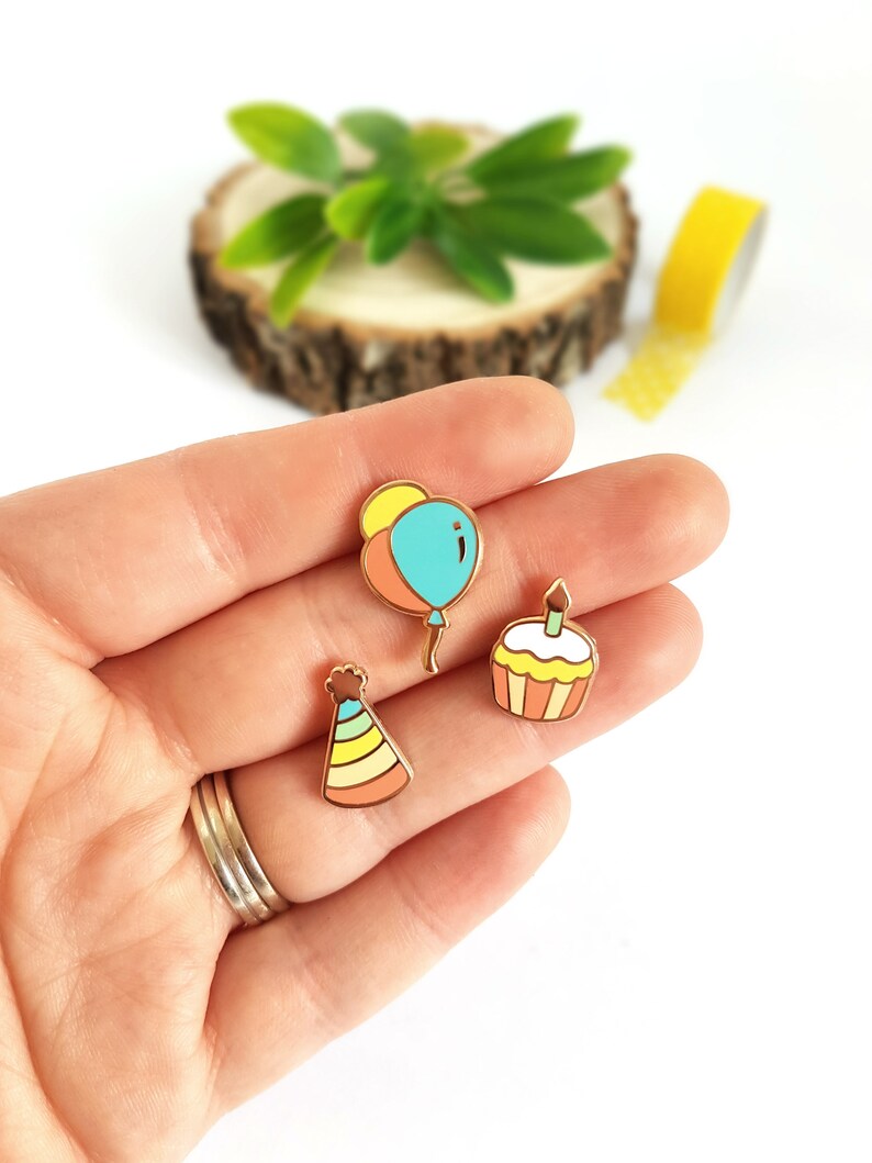 Birthday Mini Pins Set of 3 Hard Enamel Mini Pins - Etsy