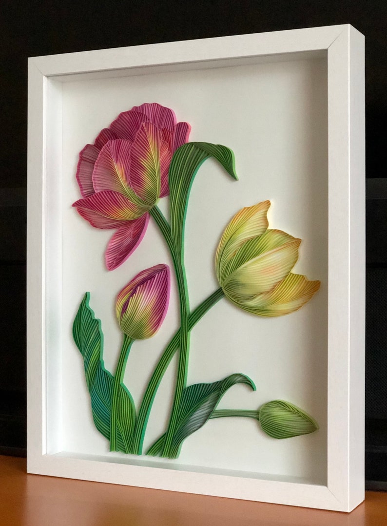 Quilled Flower Wall Art 3D Framed Paper Art Covered With - Etsy