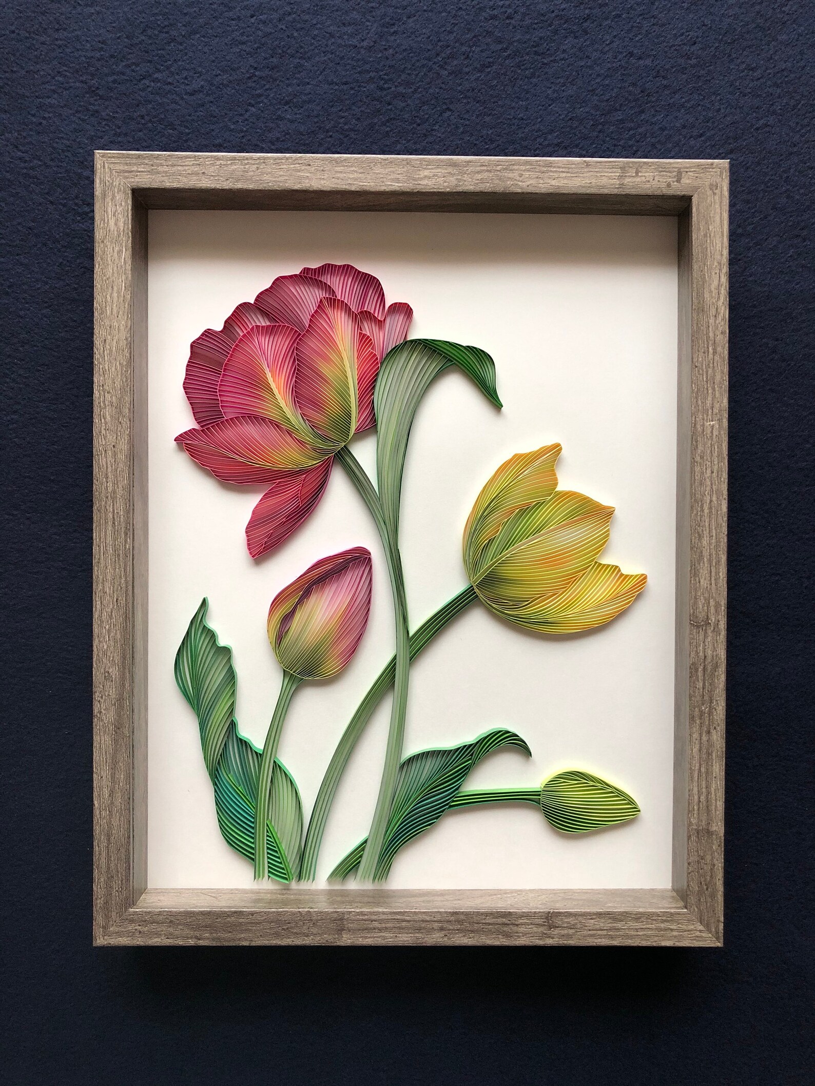 Quilled Flower Wall Art 3D Framed Paper Art Covered With - Etsy