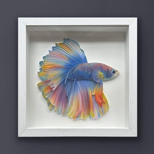 Quilled Fish Art, Betta Fish, 3D Framed Paper Painting, Covered With ...
