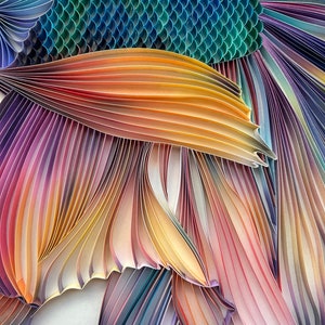 Quilled Fish Art, 50x50 Cm, Betta Fish, 3D Framed Paper Art, Covered ...