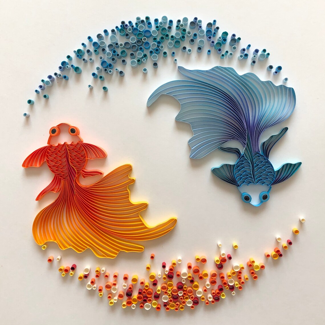 Quilled Fish Circle Yin and Yang Swimming Goldfish 3D Framed - Etsy