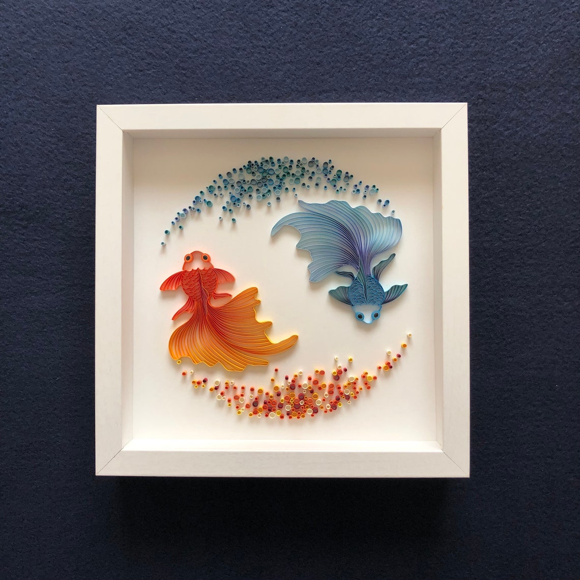 Quilled Fish Circle Yin and Yang Swimming Goldfish 3D Framed - Etsy