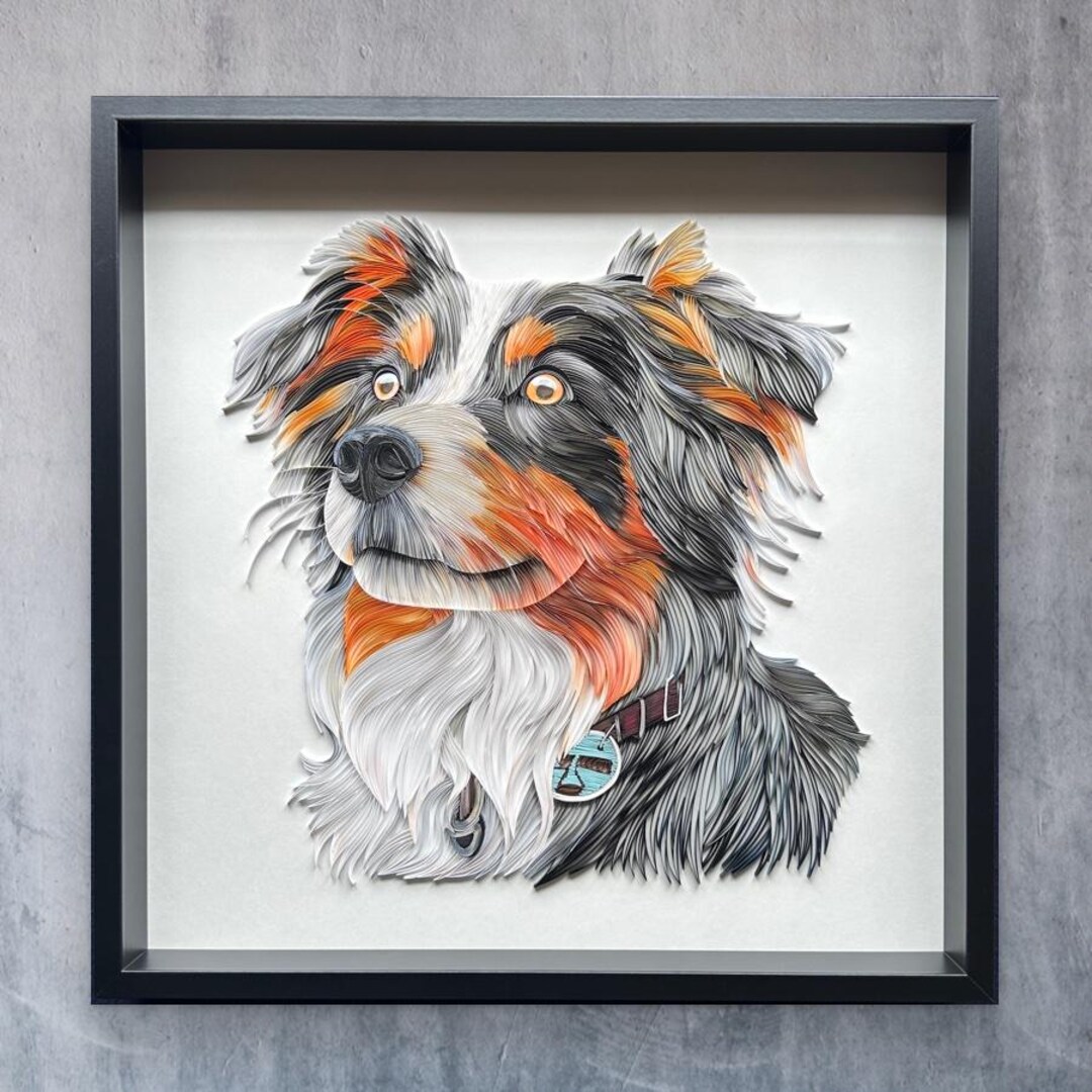 Quilled Dog, 50x50 Cm, Puppy Love in Portrait, 3D Framed Paper Art ...