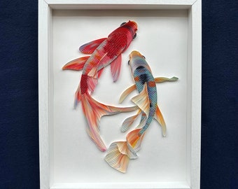 Quilled Fish Art, Betta Fish, 3D Framed Paper Art, Covered With Glass ...