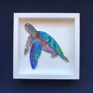 Quilled Sea Turtle, 3D Framed Paper Art, Covered With Glass, Unique ...