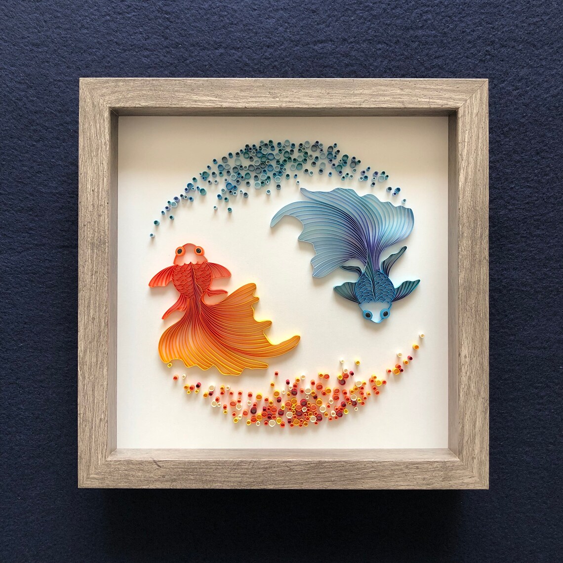 Quilled Fish Circle Yin and Yang Swimming Goldfish 3D Framed - Etsy