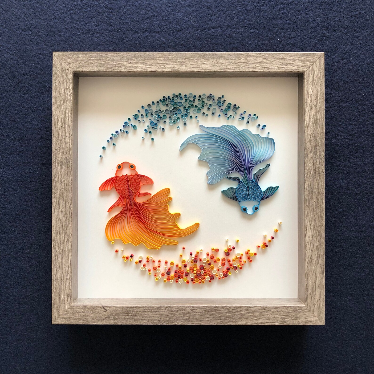 Quilled Fish Circle Yin and Yang Swimming Goldfish 3D Framed - Etsy