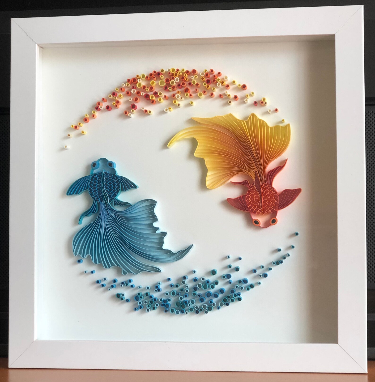 Quilled Fish Circle Yin and Yang Swimming Goldfish Home | Etsy