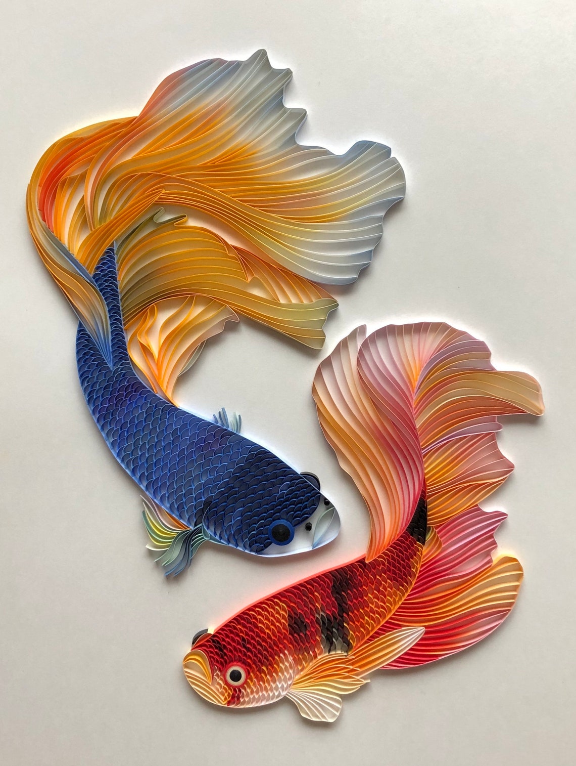 Quilled Fish Wall Art Siamese Fighting Fish Betta Paper | Etsy