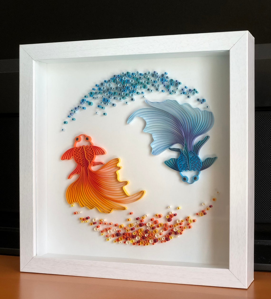 Quilled Fish Circle Yin and Yang Swimming Goldfish 3D Framed - Etsy