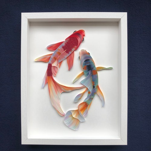 Quilled Fish Art Betta Fish 3D Framed Paper Painting - Etsy