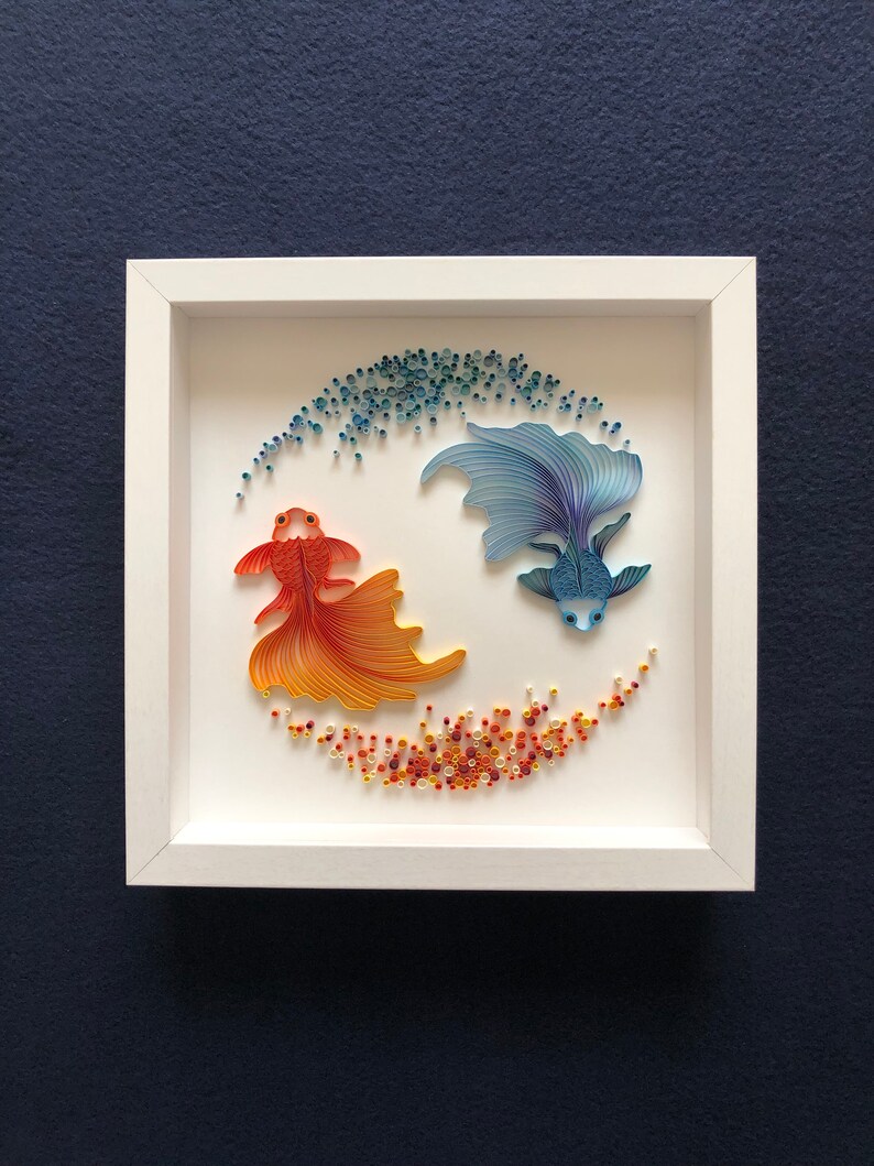 Quilled Fish Circle Yin and Yang Swimming Goldfish 3D Framed - Etsy