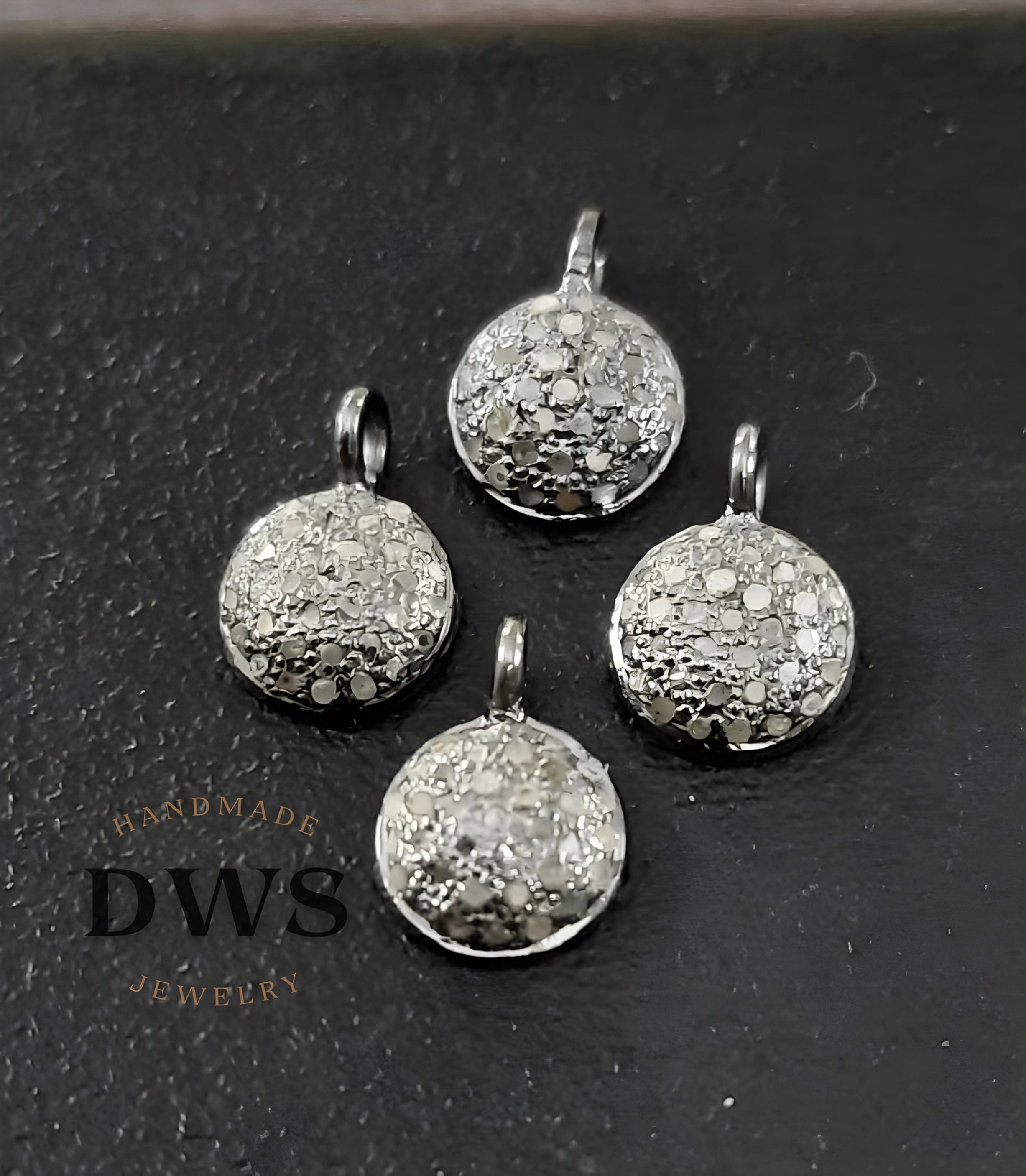 Buy Pave Diamond Charm 1 Pcs 925 Sterling Silver Charm Pendent Pave ...