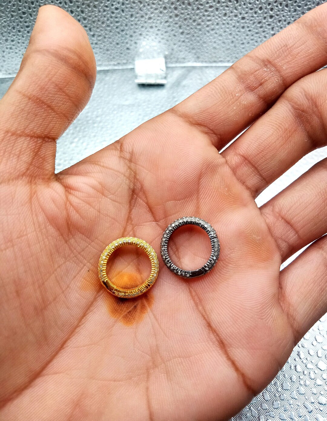 Handmade Round Claps Lock. 925 Sterling Silver. With Natural Pave ...