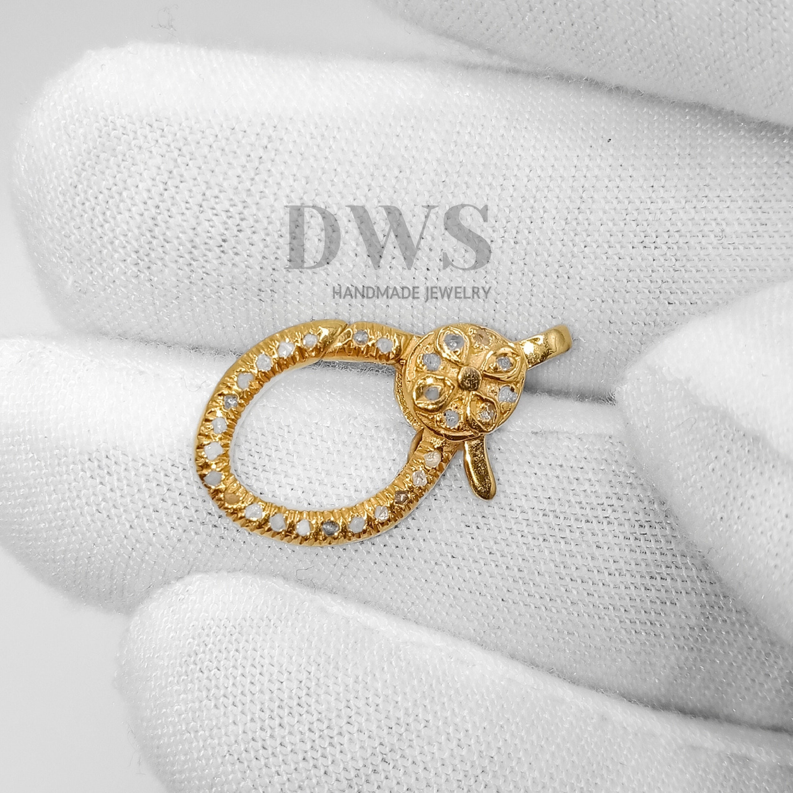 1psc Pave Diamond Clasp Silver, Handmade Lobster Clasps, 18K Gold ...