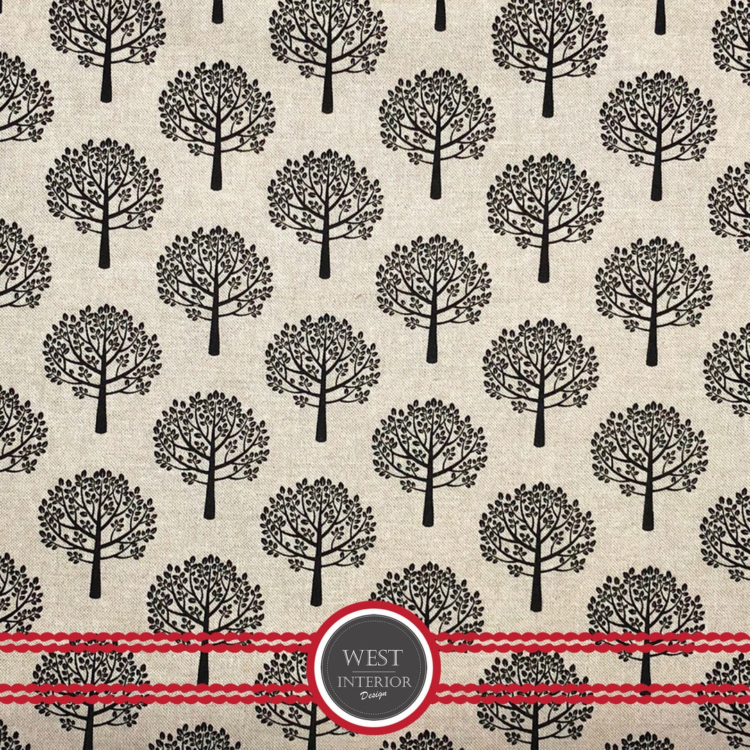 Mulberry Trees All Over Pattern Panels. Linen Look Fabric for Roman ...