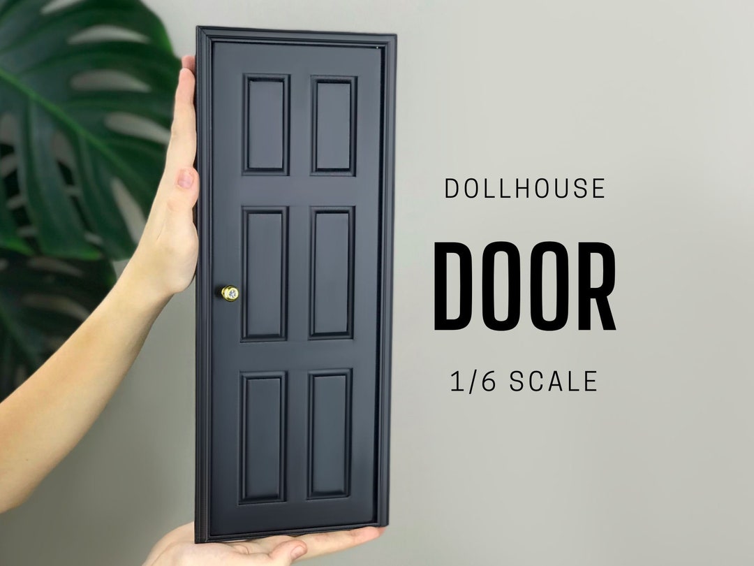 Miniature 1-6 Scale 6 Panel Wooden Door for Dollhouse, DIY Accessory ...