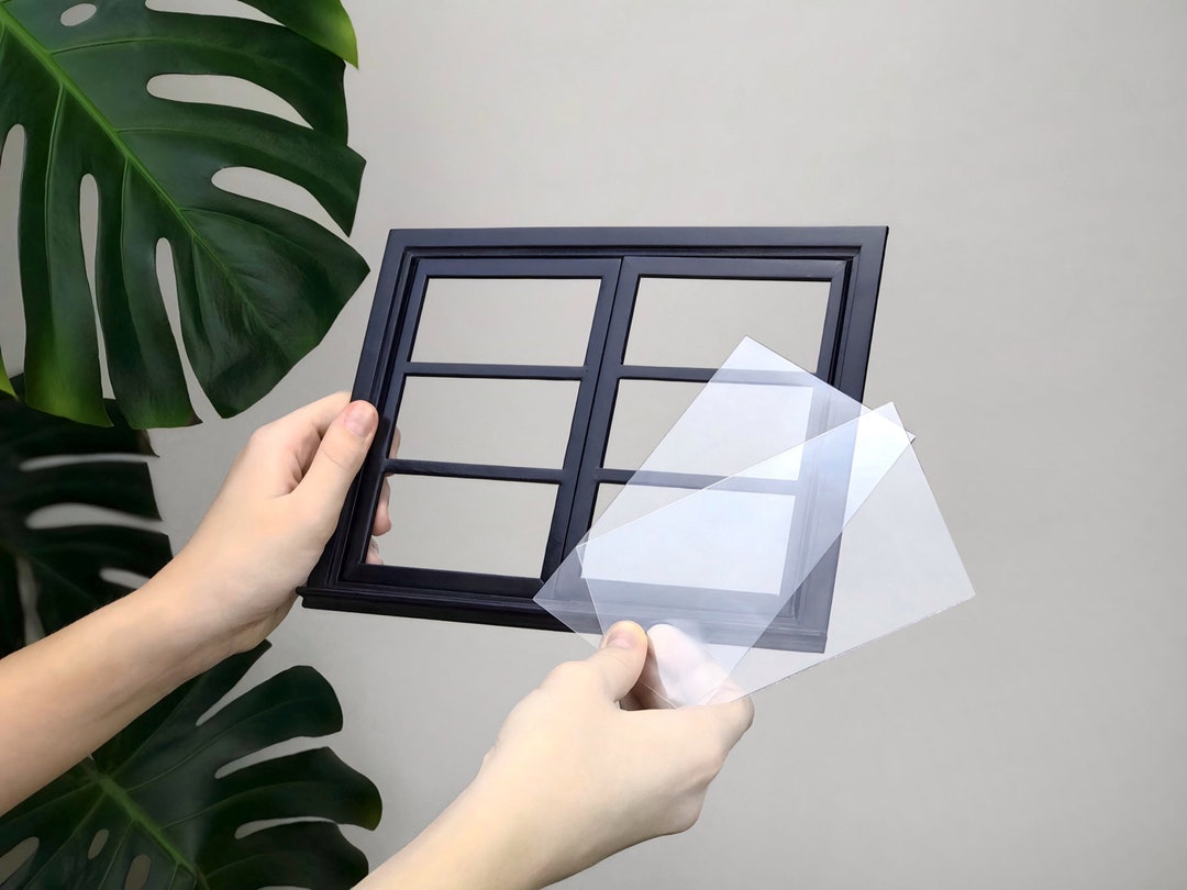 1/6 Scale Wide Window 2 Frame With Glass for Dollhouse, DIY Accessory ...