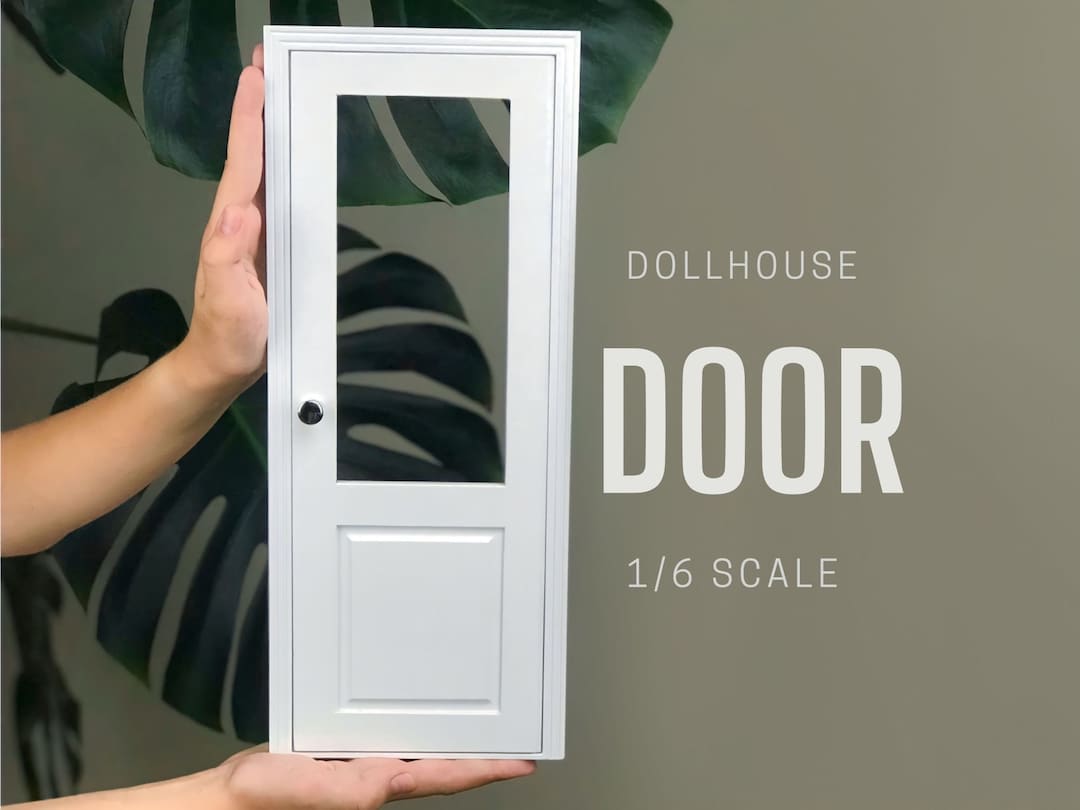 1/6 Scale Dollhouse Door: White Wood & Glass, DIY Roombox Accessory - Etsy