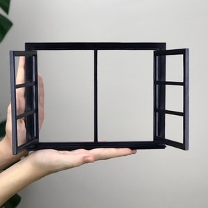 1/6 Scale Wide Window 2 Frame With Glass for Dollhouse, DIY Accessory ...