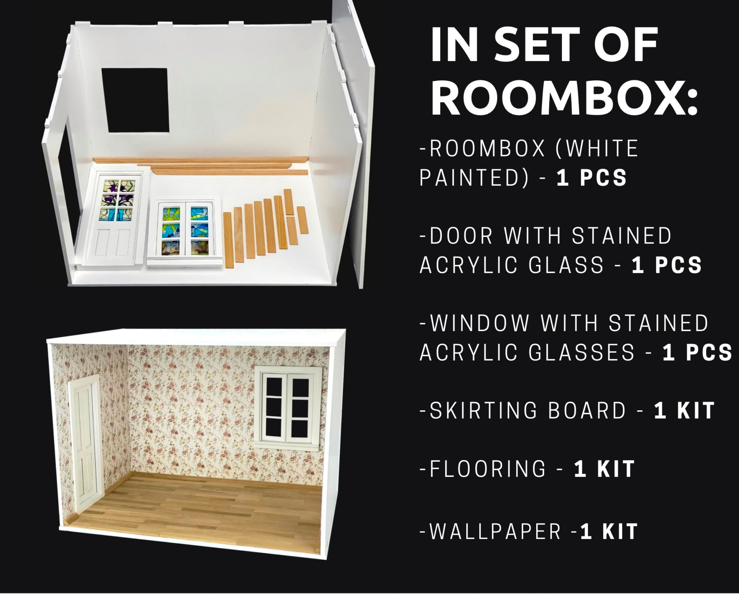 1/12 Scale Dollhouse Roombox: White MDF With Window & Door - Etsy