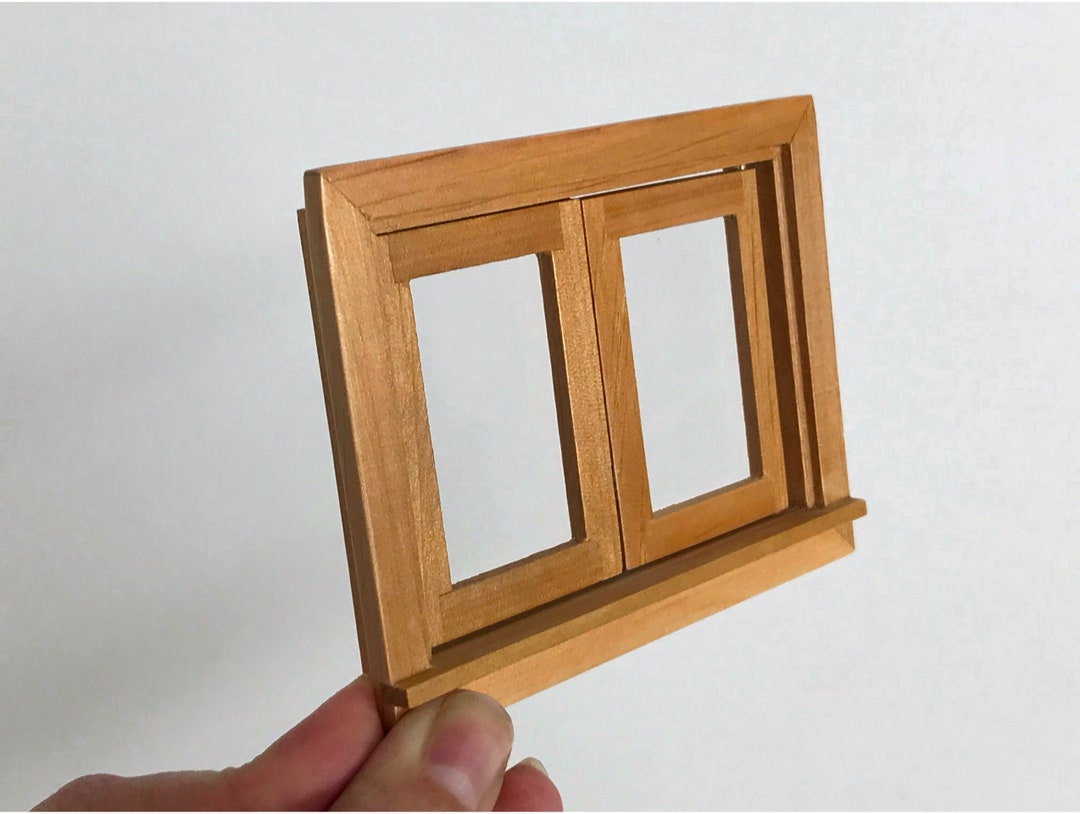 1/12 Scale Dollhouse 2 Frame Window, Wooden Windows With Plexiglass ...