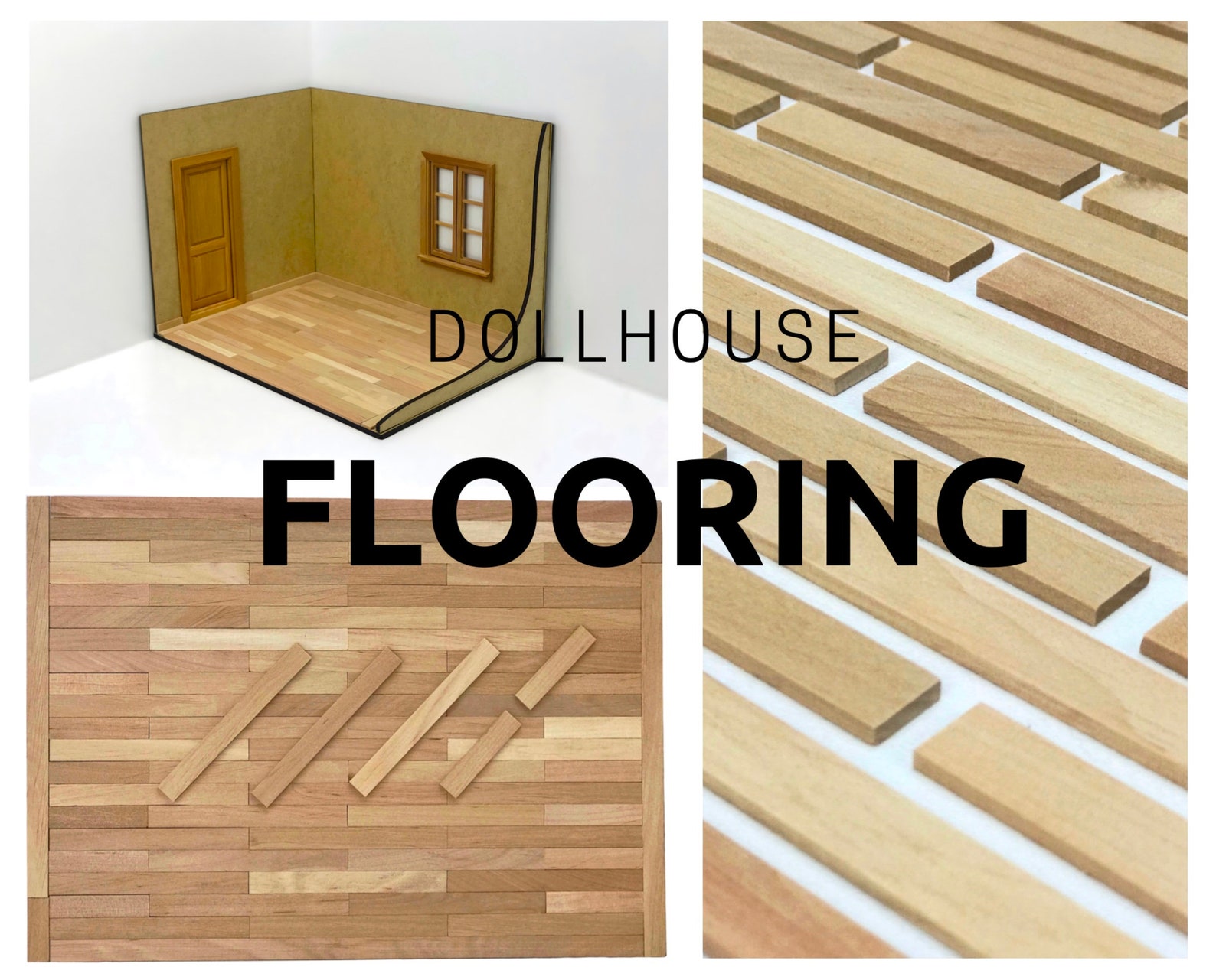 1/12 Scale Real Wood Floor, Dollshouse Mini Flooring, Roombox Floor ...